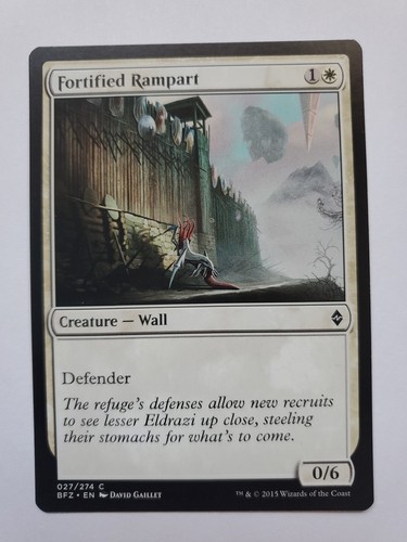 MTG Magic The Gathering Card Fortified Rampart Creature Wall White ...