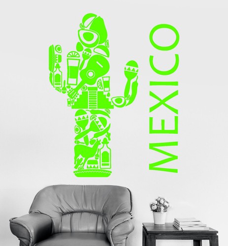 Vinyl Wall Decal Mexico Latin America Big Cactus Mexican Stickers ...