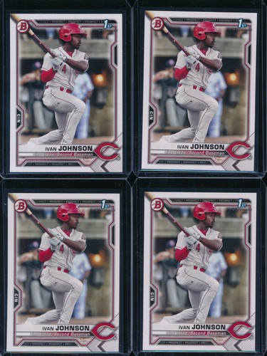 Lot of (4) IVAN JOHNSON 1st 2021 Bowman Paper Prospects Reds Rookie ...