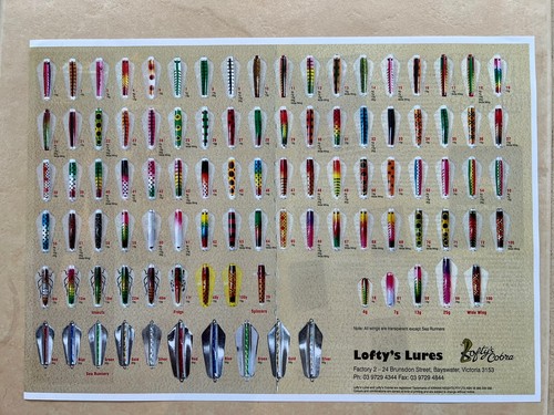 VINTAGE LOFTY’S COBRA LURE BROCHURE PAMPHLET CATALOGUE COPY#1 CHART ...