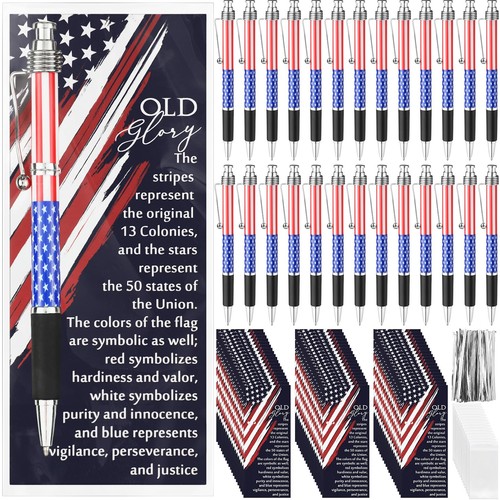 50 Sets Flag Ballpoint Pens Bulk USA Patriotic Themed Black Ink ...