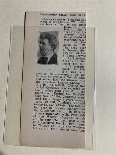 Charles Comiskey Chicago White Sox 1906 Baseball Reach Old Timer ...