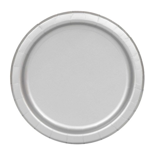 Silver Pack of 8 Small Round Paper Plates Party Supplies Dessert Plate ...