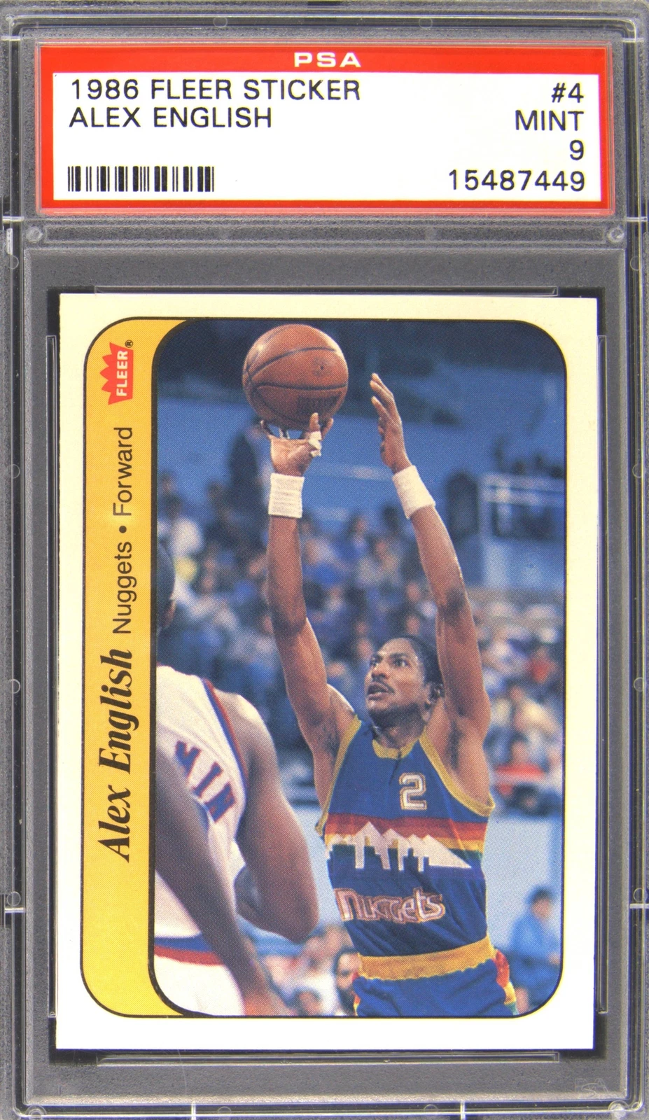 Alex English 1986 Fleer Sticker #4 Base Price Guide - Sports Card Investor