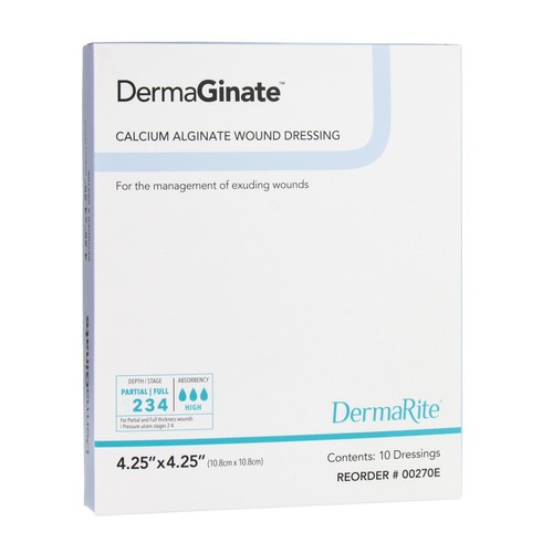 Alginate Dressing DermaGinate 4-1/4 X 4-1/4 Inch Square 00270E Box of ...
