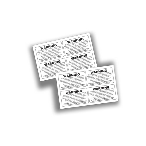 8X Football Warning Decal Sticker, Back Rear of Helmet Sports Uniform ...