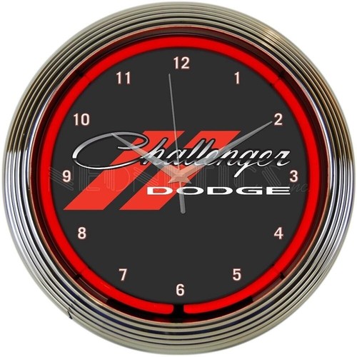 Dodge Challenger SRT Logo Red Neon Hanging Wall Clock 15" Diameter ...