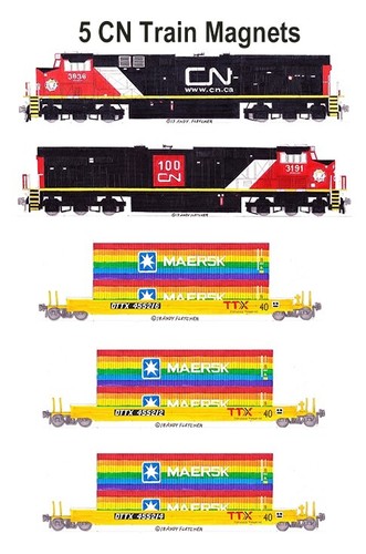 Canadian National Maersk Rainbow Container Train 5 magnets Andy ...