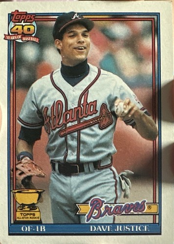1991 Topps 40 Years of Baseball Topps All Star Rookie David Justice ...