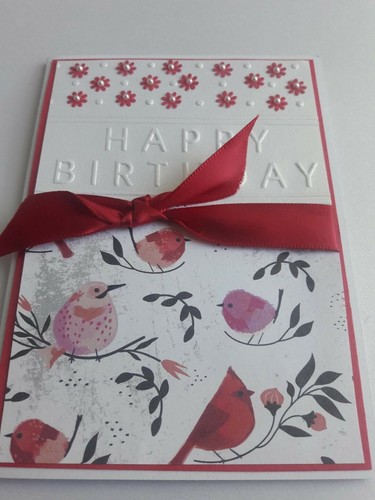 HANDMADE BIRTHDAY CARD - CARDINALS - RED RIBON | eBay