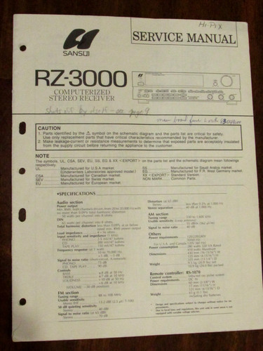 SANSUI RZ-3000 RECEIVER ORIGINAL SERVICE REPAIR MANUAL | eBay