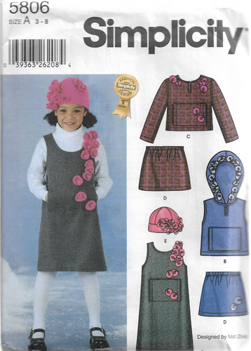 Simplicity Pattern #5806-Child's Pullover Jumper-Vest-Top-Skirt-Hat ...