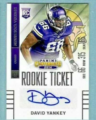David Yankey 2014 Panini Contenders Rookie Ticket AUTO RC #121A Vikings ...