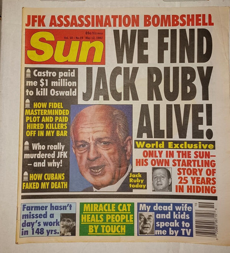 Sun tabloid May 12, 1992 Jack Ruby, Sound of Music, Deadwood, UFOs ...