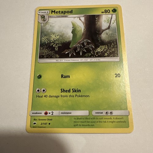 Pokemon Metapod - 2/147 - Uncommon NM-Mint Burning Shadows | eBay