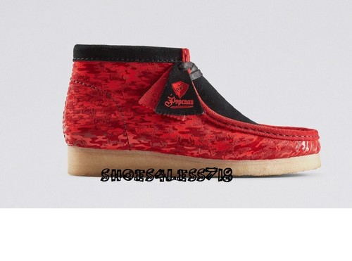 New CLARKS Original EXCLUSIVE Popcaan Collab Red Black Camouflage ...