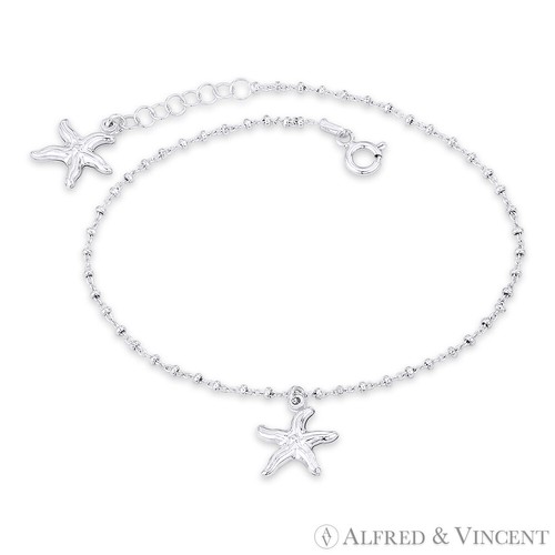 Starfish Charm, 1.8mm Bead & 1.2mm Cable Chain Italy .925 Sterling ...