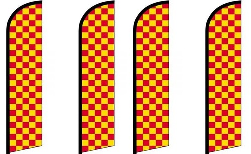 Red Yellow Checkered King Size Windless Flag Pack of 4 (Hardware Not ...