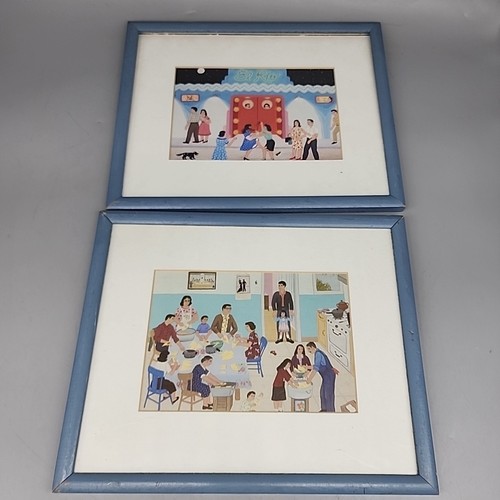 Vintage Pair Framed Print Making Tamales & El Rio Familia by Carmen ...