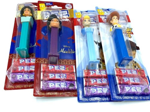Toy Story 4 Collectible Pez Woody & Po Peep Aladdin & Jasmine lot of 4 ...