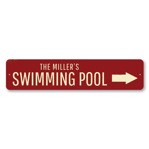 Personalized Swimming Pool Arrow Family Name Metal Decor Sign | eBay