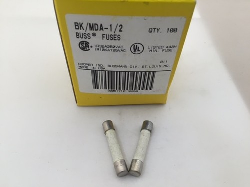 (10 pcs) MDA-1/2 Bussmann, 500mA 250vac, Time Delay, Ceramic Fuse, Size ...