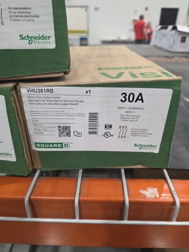 Square D VHU361RB 30A 600V Heavy Duty Safety Switch Non-Fused Type 3R ...
