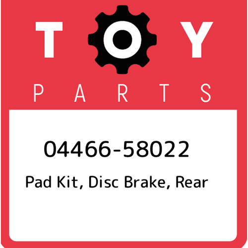 04466-58022 Toyota Pad kit, disc brake, rear 0446658022, New Genuine ...