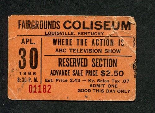 1966 Dick Clark Where The Action Is Concert Ticket Stub Paul Revere ...