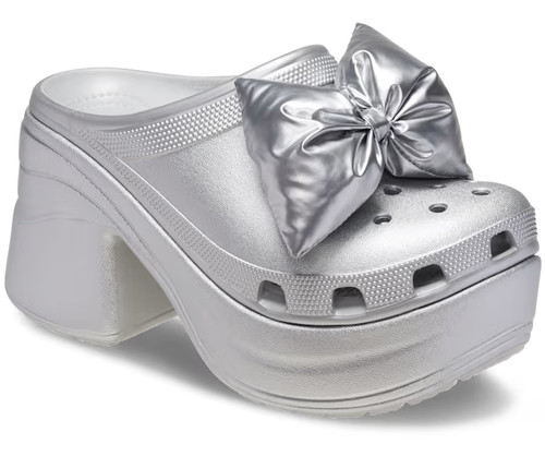 CROCS Siren Metallic Bow Clog Shoes 'Silver Metal' Size 7 | eBay