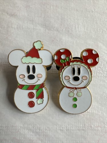 Disney Trading Pin - Mickey and Minnie Mouse Snowman Snowmen Set Of 2 ...