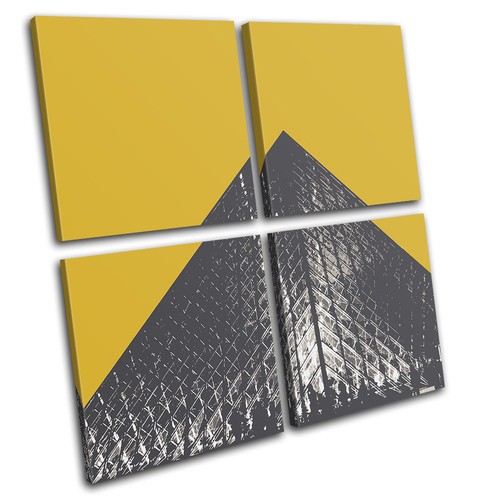 Louvre Pyramid Stencil Paris City MULTI CANVAS WALL ART Picture Print ...