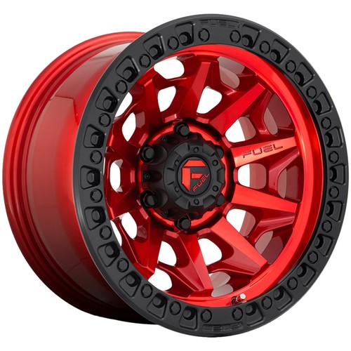 17x9 -12 Fuel 1PC D695 Covert 5x5.0 Candy Red Black Bead Ring Wheels ...