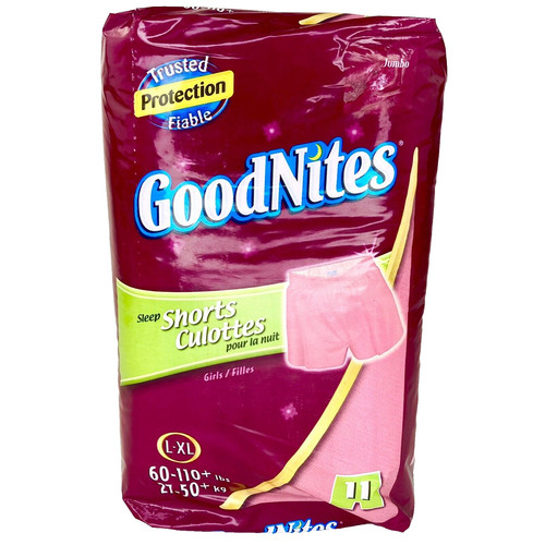 1 Pack Goodnites Sleep Shorts Pink L-XL Plastic Backed Diaper Pull Up ...