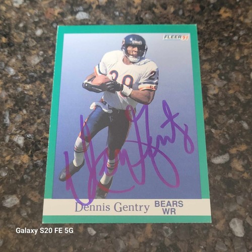 Dennis Gentry (Chicago Bears) Autographed Football Card- 1991 Fleer ...