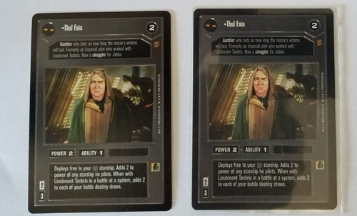 2X STAR WARS 1998 CCG TCG DECIPHER RARE THUL FAIN GAMING CARD BLACK ...