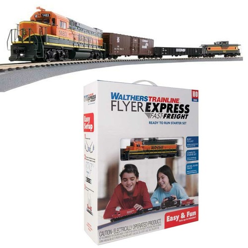 NEW Walthers Flyer Express FastFreight Train Set BNSF HO Scale FREE US ...