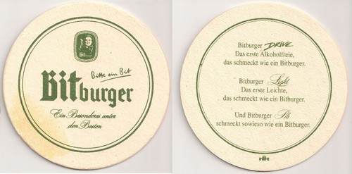 Bitburger Bier - alter Bierdeckel "Bitburger Drive, Light, Pils" | eBay