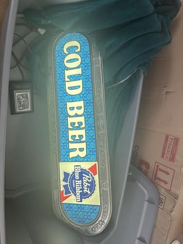 VTG PABST BLUE RIBBON BEER SIGN COLD BEER ADVERTISING LIGHT WORKING ...