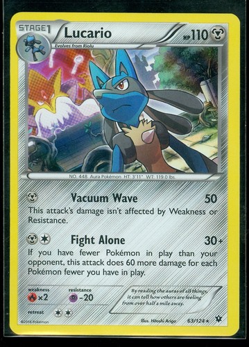 Pokemon LUCARIO 63/124 - XY Fates Collide - RARE HOLO - MINT | eBay