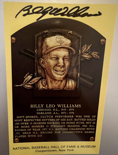 BILLY WILLIAMS AUTOGRAPHED HALL OF FAME BASEBALL PLAQUE NM-MINT | eBay