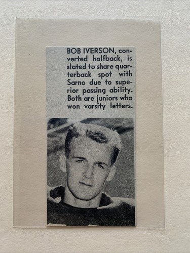 Bob Iverson Washington State Cougars 1954 S&S Football Pictorial CO ...