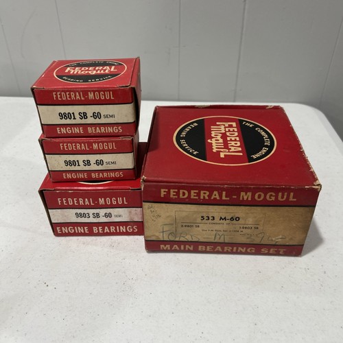 FEDERAL MOGUL FORD Antique 1939 Up Main Bearing Set 533 M-60 Shim Set ...