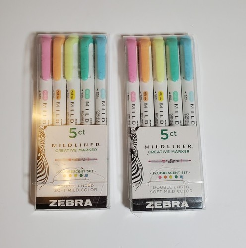 2 Packs of Zebra Pen Mildliner Fluorescent, Multicolors 10 Total NEW | eBay