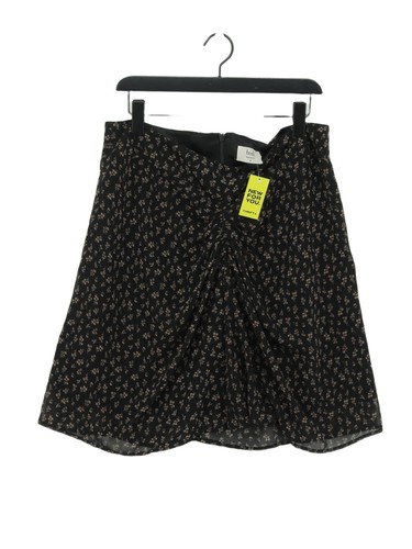 Hush Women's Midi Skirt UK 16 Black Floral 100% Polyester Midi A-Line ...