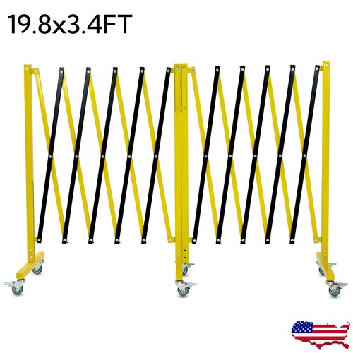 19.8FT Expandable Metal Barricade Safety Barrier Gate Traffic Fence W ...