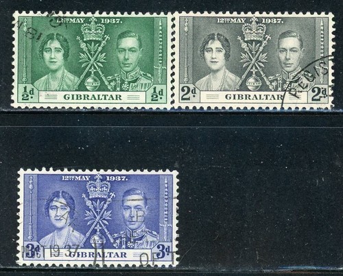 GIBRALTAR 104-06 SG118-20 Used 1937 KGVI Coronation Issue set of 3 CV$6 ...