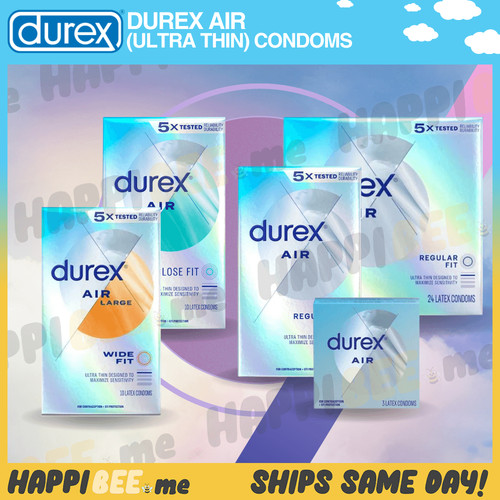Durex Air Lubricated Condoms Latex🍯Male Protection BARESKIN Ultra Thin ...