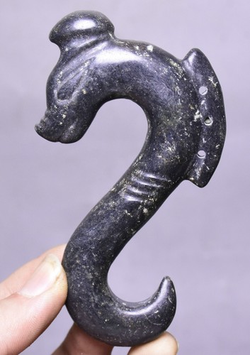10CM Chinese Hongshan Cultue Old Jade Pig Dragon Loong Hook Gou Amulet ...