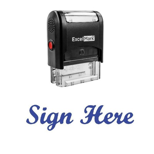 Script SIGN HERE Stamp - Self-Inking / Blue | eBay